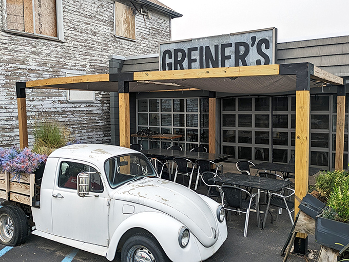 That classic VW pickup outside Greiner's isn't just decoration &ndash; it's a time machine to when sandwiches were simple and simply perfect.