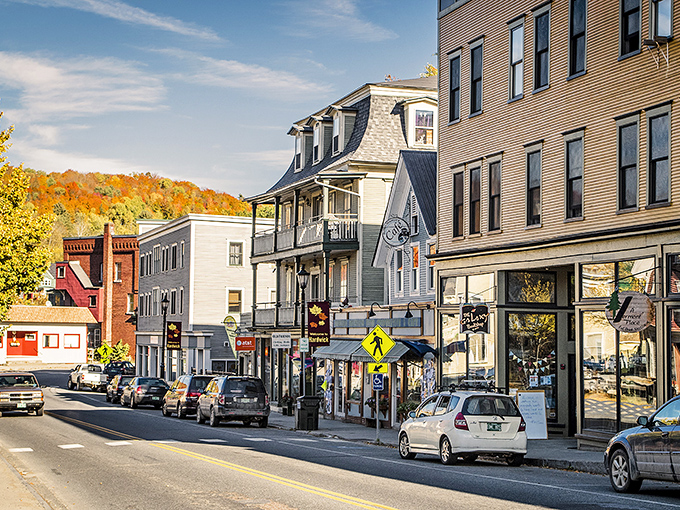 Fall foliage frames Hardwick's Main Street like nature's own Instagram filter. Who needs big city lights when you've got this golden glow?