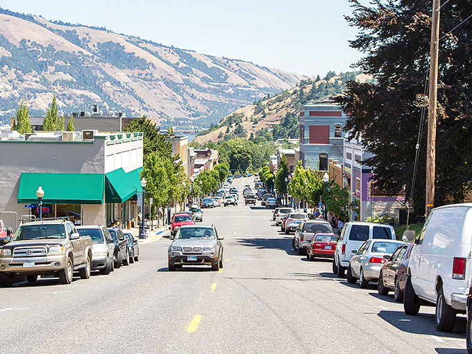 Hood River's main drag offers a perfect blend of small-town charm and big mountain views that never get old.