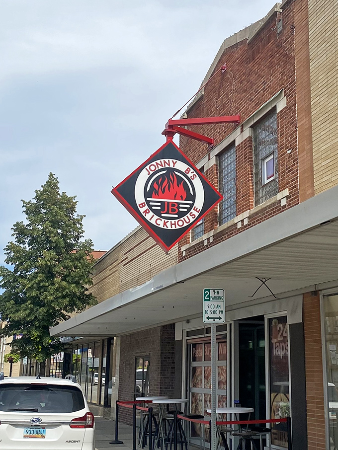 Brick buildings and pizza perfection - Jonny B's storefront has that classic small-town charm that makes you feel at home.