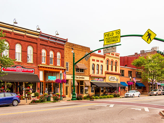 Flower baskets and old-fashioned storefronts make Marietta's Main Street feel like a Norman Rockwell painting come to life.