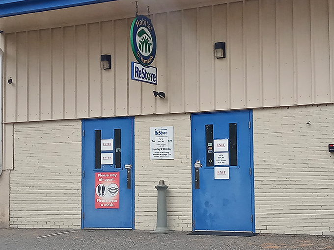 ReStore's entrance might be humble, but beyond those blue doors lie treasures waiting for a second chance at making a house feel like home.