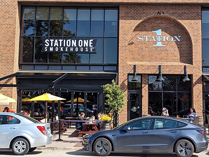 Station One Smokehouse (Plainfield): Outdoor seating at Station One&mdash;where the only thing better than people-watching is watching your friends devour their first bite of brisket.