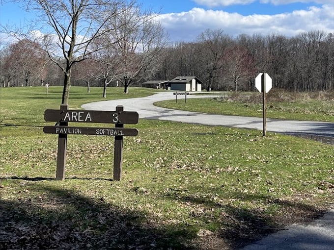 Area 3's humble sign belies the playground beyond&mdash;proof that the best adventures often begin with the simplest directions.