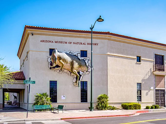 The Arizona Museum of Natural History features a T-Rex that appears to be bursting through the wall&mdash;prehistoric drama that makes geology anything but boring!