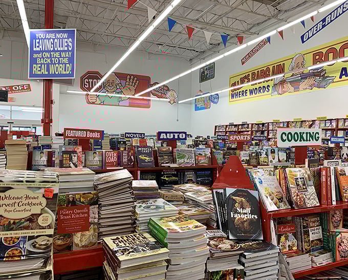 Bibliophiles beware: Ollie's book section is where willpower goes to die and home libraries go to multiply exponentially.