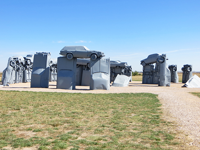 Carhenge stands as Nebraska's quirkiest roadside attraction&mdash;Stonehenge reimagined with vintage American automobiles. Ancient mystery meets Route 66 sensibility.