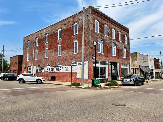 Downtown Booneville's brick buildings aren't just structures&mdash;they're time capsules where modern bargains meet vintage charm in perfect harmony.