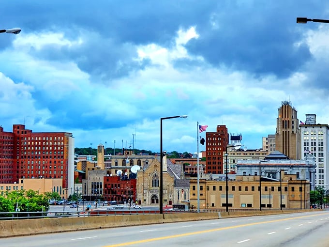 Central Square's monument stands proud, reminding you that this city has stories worth sticking around to hear.