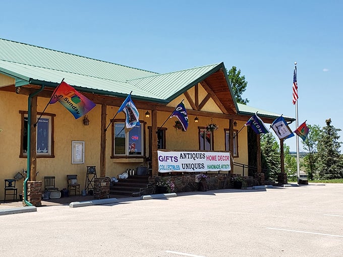 This isn't just a gift shop—it's a treasure chest of prairie personality where every flag tells a story and every trinket holds a memory.