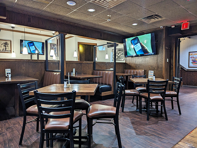 The classic wood-paneled interior strikes that perfect balance between sports bar energy and comfortable dining room&mdash;where Eagles fans and foodies happily coexist.