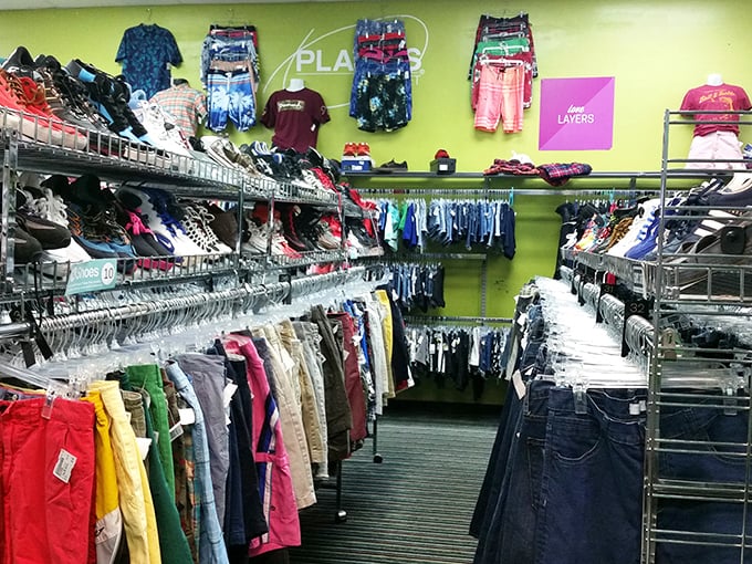 Fashion paradise or organized chaos? At Plato's Closet, racks upon racks of color-coded treasures await the savvy shopper willing to dig for gold.