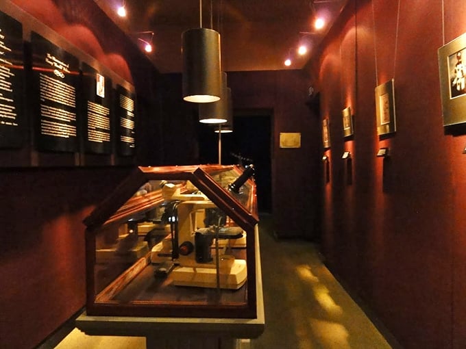 Dimly lit corridors and mysterious display cases create an atmosphere that whispers secrets from centuries past.