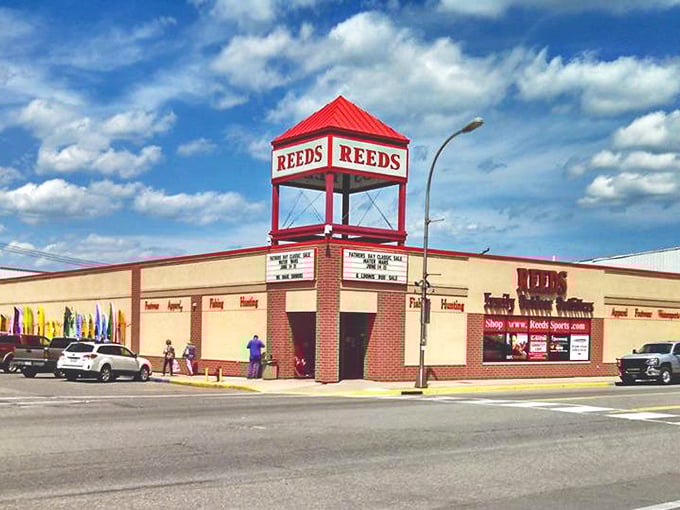 Reed's iconic red tower stands like a lighthouse for outdoor enthusiasts&mdash;a beacon of hope for anyone who's ever said "the fish got away."