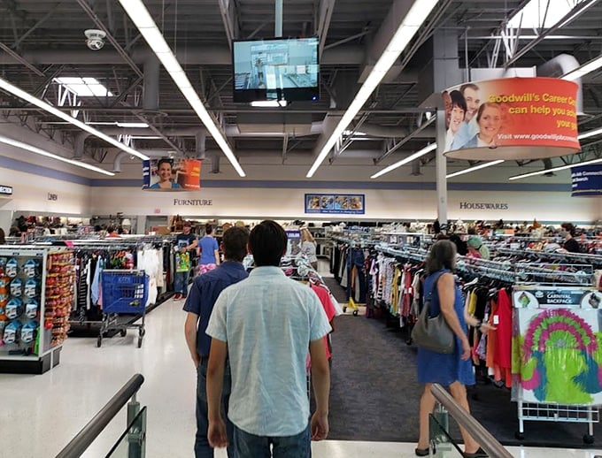 Treasure hunters navigate the well-organized aisles, where yesterday's castoffs await their second chance at usefulness and appreciation.