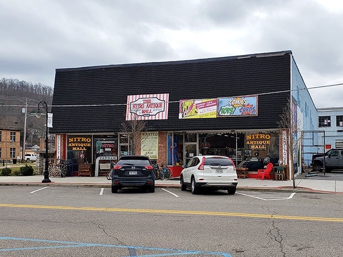 Two huge floors of vintage goodness await behind this unassuming storefront. The sign promises adventure; your wallet should prepare for temptation.