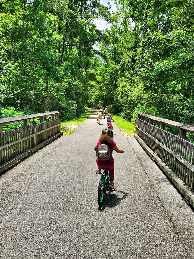 The Tammany Trace offers 31 miles of paved paradise where the only traffic jam is a family of turtles sunning themselves.