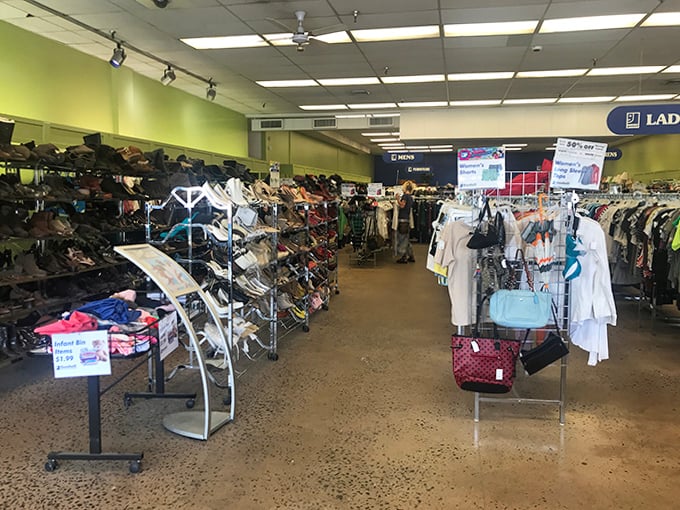 Rows of possibility stretch before you, with lime green walls cheering on your treasure hunting adventures.