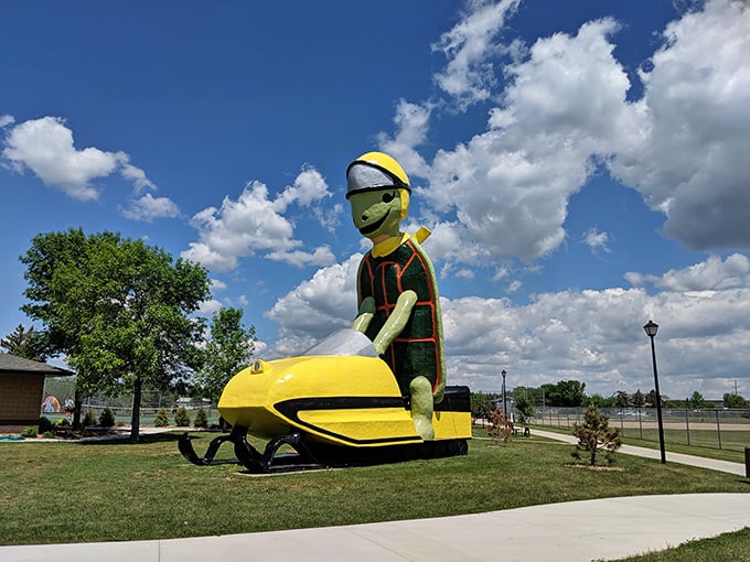 Meet Tommy Turtle, Bottineau's unofficial mayor. This helmet-wearing, snowmobile-riding reptile might be the most North Dakotan mascot ever created.