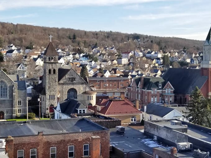 Nestled among the hills, Carbondale's church spires and historic buildings create a skyline that whispers stories of generations past.