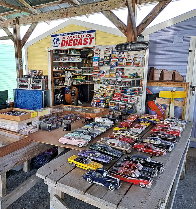 Miniature automotive history lines these tables&mdash;each tiny car carrying someone's childhood memories and a collector's dream.