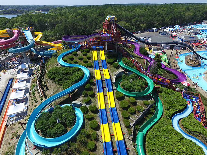 Water Wizz delivers technicolor thrills for the young and young-at-heart. Nothing says "summer victory" like conquering that yellow speed slide!