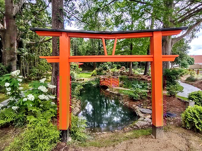 The Wells Japanese Garden offers a surprising zen retreat in the heart of small-town South Carolina. That red torii gate isn't just for show&mdash;it's a portal to tranquility.