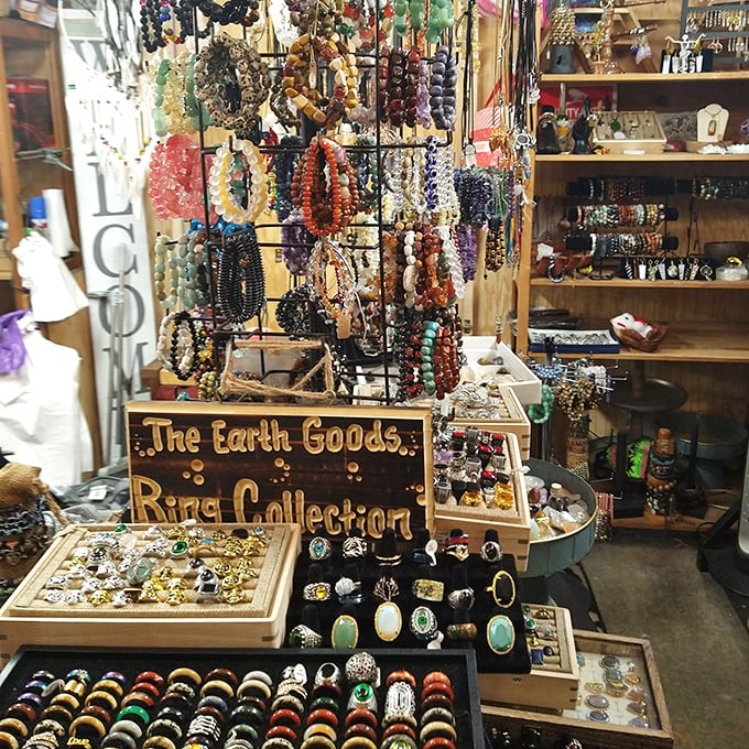 The Earth Goods ring collection sparkles with enough gemstones to make a geologist weep tears of pure joy.