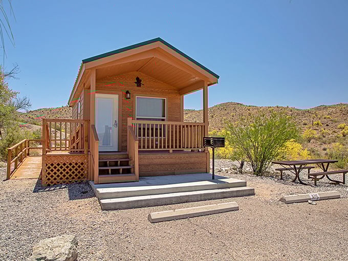 Glamping goes desert chic in these cozy cabins where air conditioning isn't just a luxury&mdash;it's the difference between vacation and survival training.