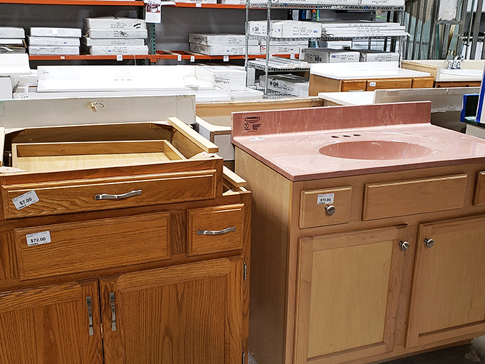 Counter heaven! Oak meets maple meets cherry in this wooden wonderland. One person's renovation castoff becomes another's kitchen transformation.