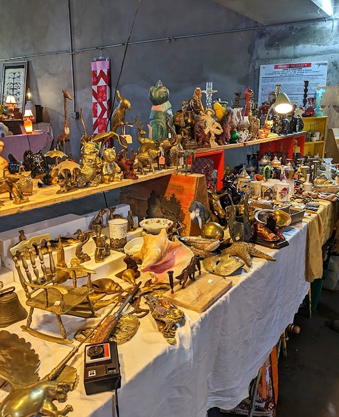 A wonderland of brass menagerie and vintage curios where that perfect quirky conversation piece is hiding in plain sight, waiting for your living room.