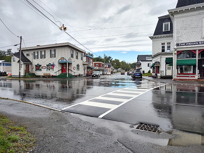 Even on rainy days, Greenville's historic downtown exudes that quintessential New England charm that makes you want to browse every shop.