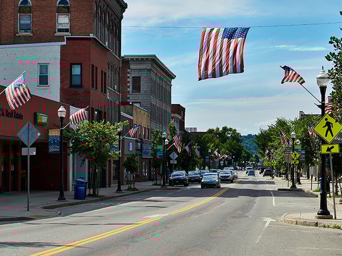American flags dance above downtown Barre, creating that Norman Rockwell scene developers try desperately to replicate in planned communities.