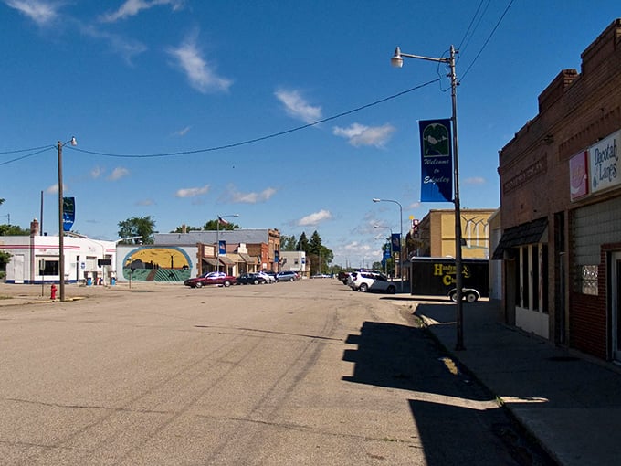 Wide streets and angled parking&mdash;a reminder that in Edgeley, "rush hour" means four cars at the four-way stop and that's considered a busy day.