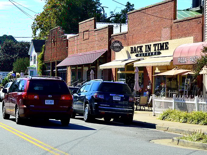 Main Street charm that money can't manufacture &ndash; Mathews' historic brick storefronts house local businesses where "chain store" remains a tool in the hardware shop.