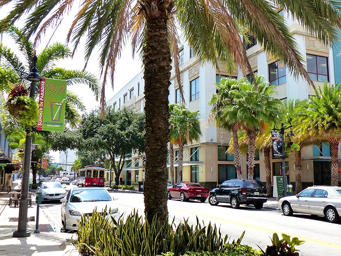 Palm trees and pristine streets where antiquing meets coastal living, proving paradise has excellent taste in real estate.