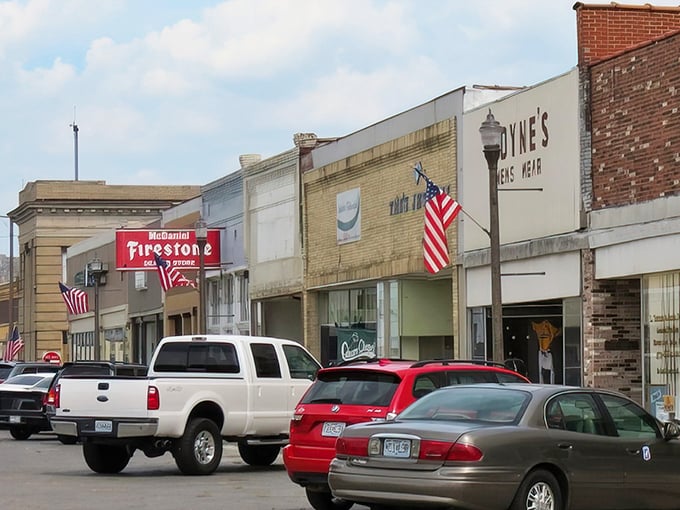 Downtown streets where American flags wave and local businesses thrive without corporate overlords calling the shots.
