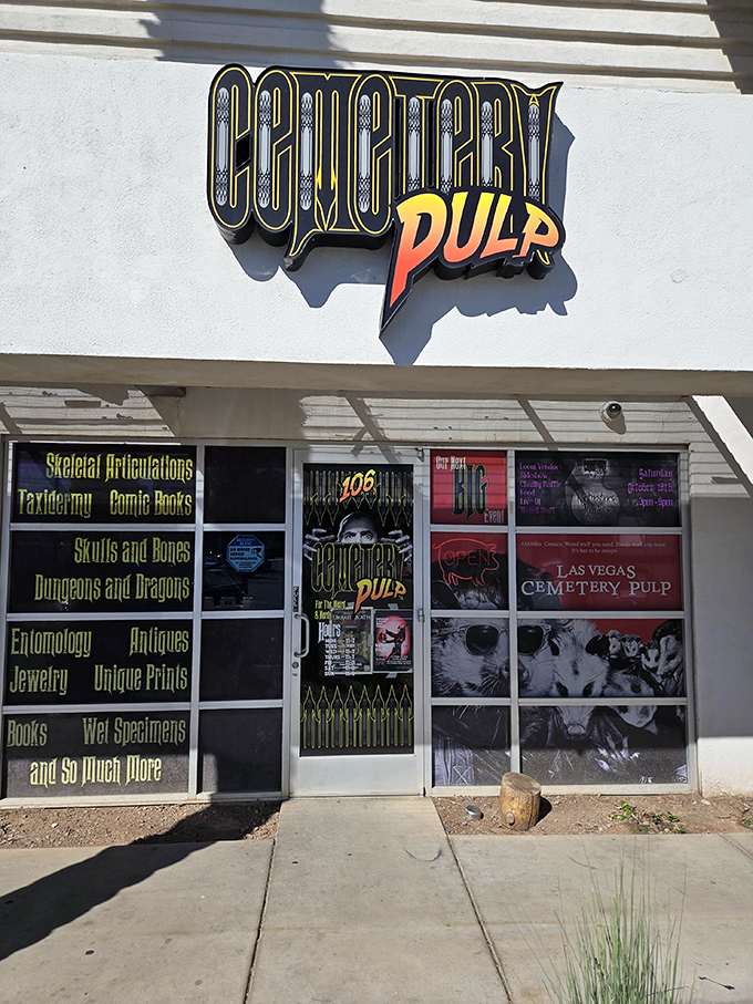 Welcome to the Creepshow indeed! The entrance displays a menu of macabre treasures that turns window shopping into an adventure of its own.