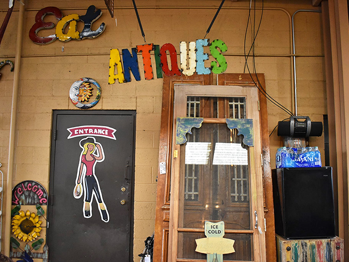 The entrance says it all&mdash;colorful letters spelling "ANTIQUES" that practically shout, "Come in, the past is waiting and it's more fun than you remember!"