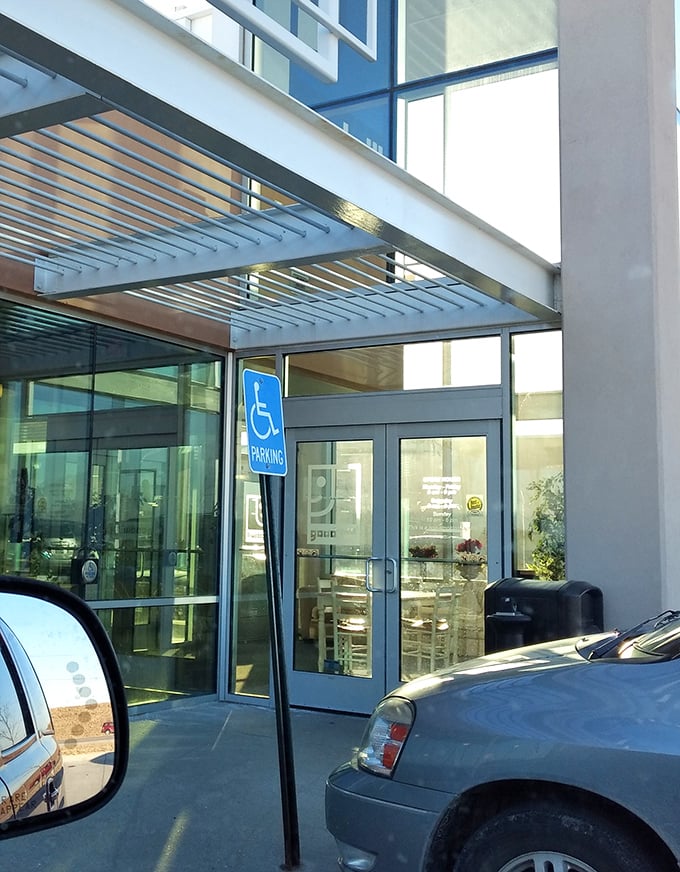Accessibility meets opportunity at this welcoming entrance, where everyone deserves a shot at finding that perfect something they didn't know they needed.