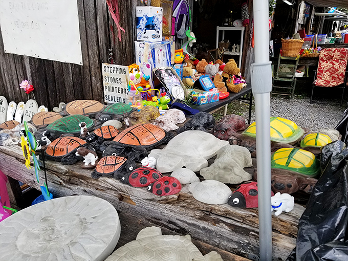 Garden art with personality! These painted stone turtles and critters won't eat your hostas but will charm visitors who wander into your backyard sanctuary.