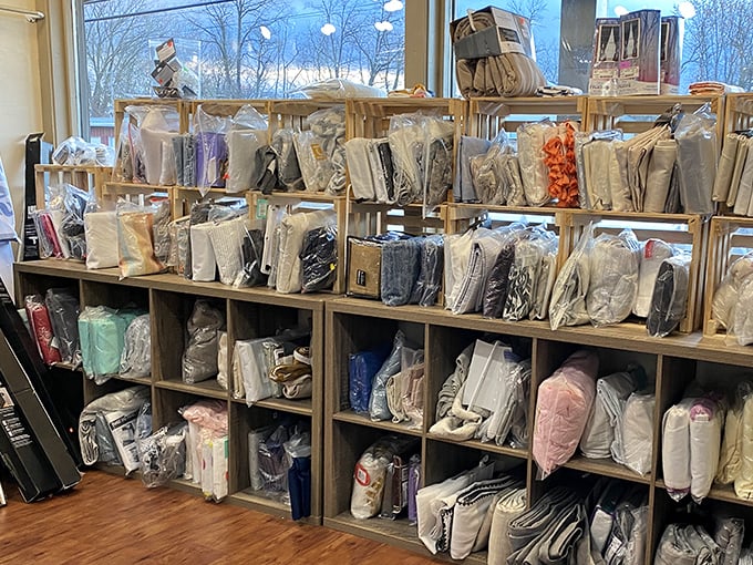 Handbag heaven awaits the patient explorer. Each cubby holds someone's former pride and joy, now awaiting its second act.