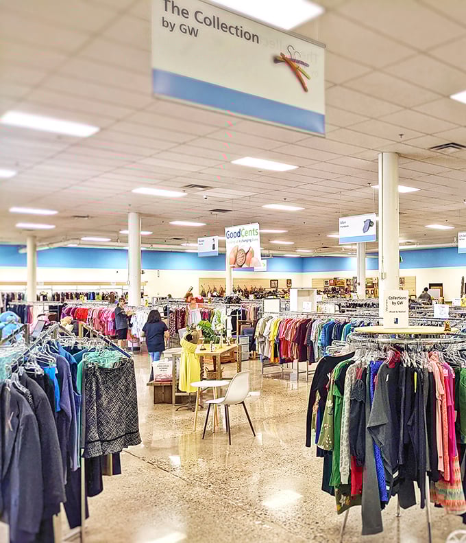 A treasure hunter's paradise where racks are organized with military precision. Marie Kondo would approve of this joyful shopping experience.