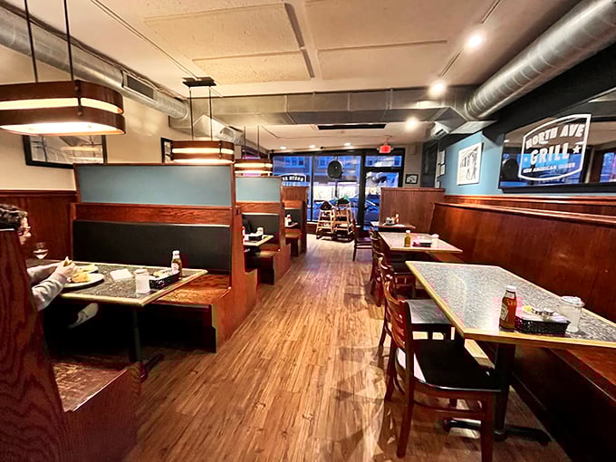 Wooden booths, warm lighting, and that unmistakable diner energy &ndash; North Avenue Grill's interior feels like a hug from your favorite aunt who can actually cook.