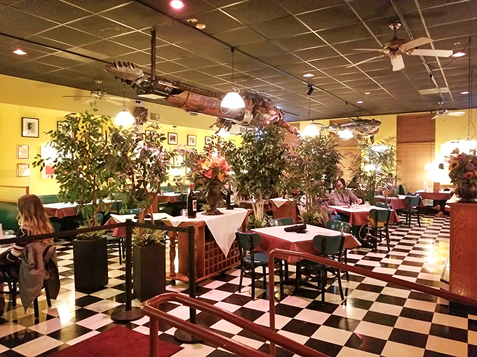 Step inside and the checkered floor, potted plants, and mounted fish create that perfect "I've discovered somewhere special" feeling every food lover craves.