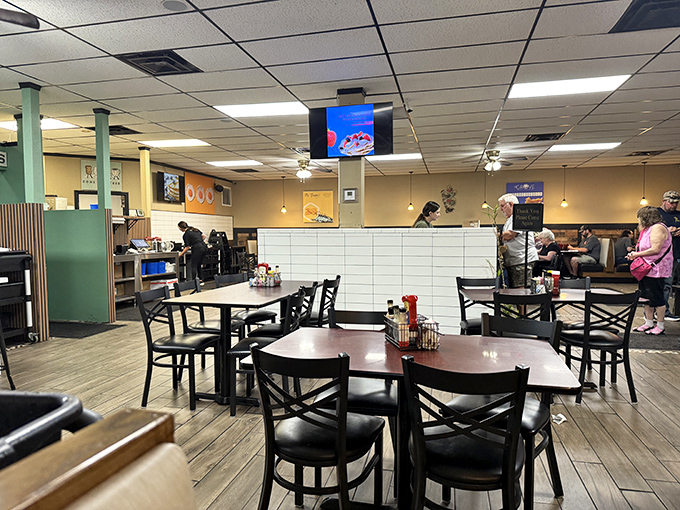 Inside, dark wood tables and comfortable chairs create the perfect stage for the main event&mdash;food that makes you forget your table manners.