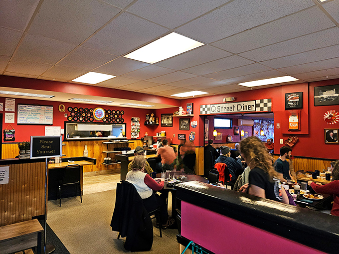 Red walls, vintage memorabilia, and a counter where strangers become friends &ndash; the diner experience in its purest form.