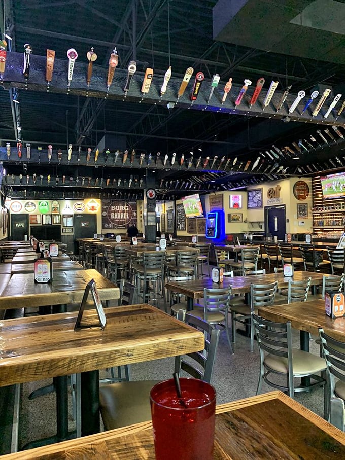 Beer heaven exists, and it's hanging from the ceiling at Burg & Barrel. The tap handle collection rivals most museums' artifacts.