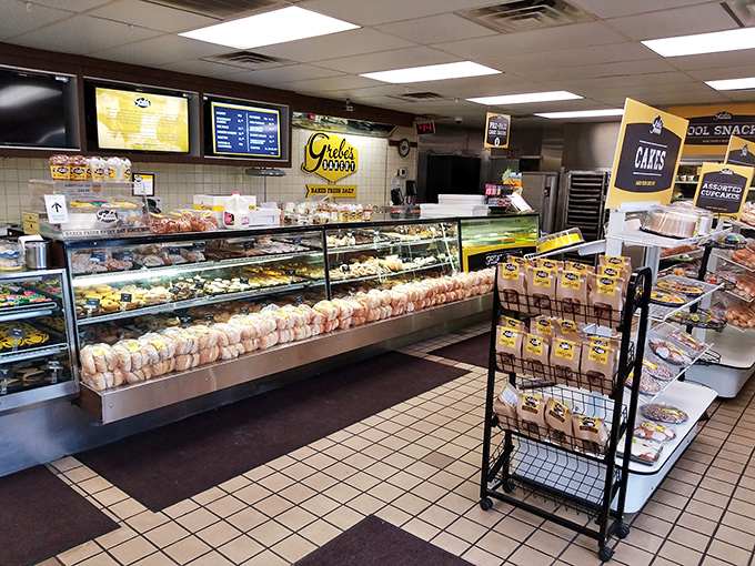 Donut heaven isn't a myth&mdash;it's this display case at Grebe's. The hardest decision you'll make today is which one to try first.