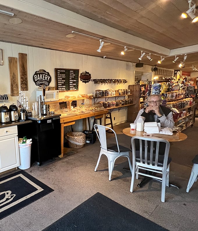 Where coffee meets conversation. The wooden beams and well-stocked shelves create the perfect backdrop for locals swapping stories over steaming mugs.